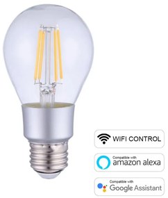 creative cables LED smart Wifi světelný zdroj A60 průhledný s rovnými vlákny 6W E27 2700K stmívatelná