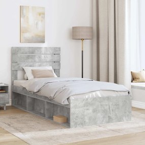 Rám postele s čelo Beton 90 x 200 cm Masivní borové dřevo 3411458