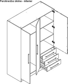 Šatní skříň Jupiter, 145 cm, dub sonoma/bílá