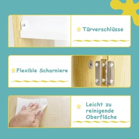 Costway Dětská knihovna ve tvaru domečku s 2 dvířky a masivními dřevěnými nohami