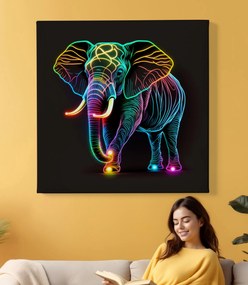 Obraz na plátně - Barevný zářící slon, tělo FeelHappy.cz Velikost obrazu: 60 x 60 cm