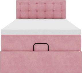 Osmanský rám postele s matrací růžová 90x200cm samet 3311896