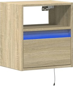 Nástěnný noční stolek s LED osvětlením dub sonoma 3307979