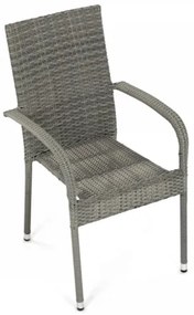 Zahradní židle stohovatelná šedý umělý ratan kov AZC-S2114 GREY