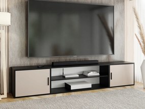 TV skříňka ROJO 4 černý + kašmír otevřená TV skříňka s policí