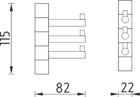 Nimco Trojitý otočný háček BORMO černá - BRC 11099-3-90