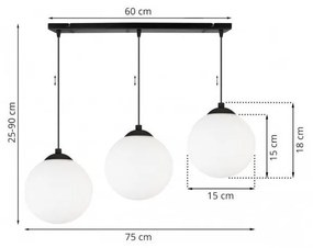 Závěsné svítidlo Florence, 3x bílé skleněné stínítko