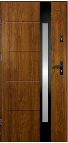 O.K. Doors® P55 Vchodové dveře Ariadna, 90 L, rozměr vč. zárubně: 1000 × 2070 mm, ocel, levé, dub zlatý, prosklené