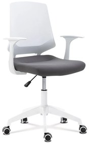 Kancelářská židle KA-R202 GREY, sedák šedá látka, bílý PP plast, výškově nastav.