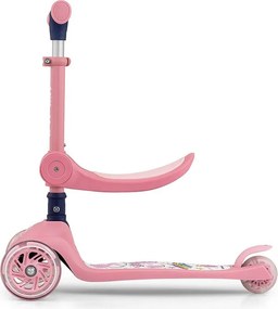 Tříkolová balanční koloběžka-scooter se sedátkem FUZZY Milly Mally pink