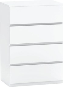 HOMCOM Komoda s 4 Zásuvkami - Moderní Úložný Kabinet pro Obývací Pokoj, Ložnici, Chodbu, Bílá, 55 x 33 x 80 cm | Aosom