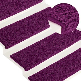 Schodové rohože 15 ks 65 x 21 x 4 cm růžové s obdélníkovým okrajem 326203