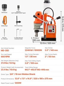 Magnetická vrtačka, 1200 W VEVOR