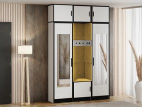 Šatní skříň s nástavcem ROJ 12 bílý + tanina žlutý