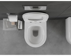 Mexen Sofia, závěsná WC mísa 490x360x355 mm, Rimless Tornádo + toaletní WC sedátko z duroplastu, bílá lesklá, 30540400