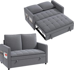 HOMCOM rozkládací pohovka pro 2 osoby 130 cm, tmavě šedá