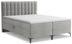Světle šedá boxspring postel s úložným prostorem 140x200 cm Puhala – Makamii