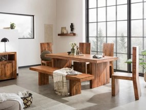 furniture-nabytek.cz - Masivní jídelní set Countryside 175 z mangového dřeva, lakovaný, hnědý – stůl, 4 židle, lavice 170 cm