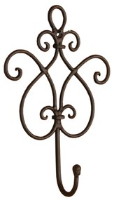 Hnědý nástěnný kovový háček ornament - 15*5*22 cm
