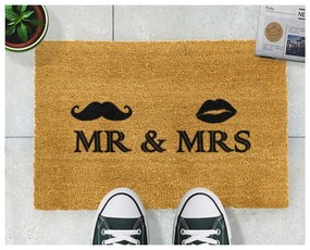 Rohožka z přírodního kokosového vlákna Artsy Doormats Mr and Mrs, 40 x 60 cm