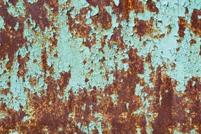DIMEX | Vliesová fototapeta Rez na starém barevném kovu MS-5-2436 | 375 x 250 cm | tyrkysová, měděná