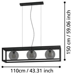 Eglo 390215 - Lustr na lanku ARANGONA 3xE27/40W/230V kouřová/černá