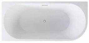 Besco Akrylátová volně stojící rohová vana Zoya Glam S 150x75 (170x80) bílá/stříbrná Rozměry (cm): 150x75, Typ a barva výpustě: Click-Clack s přepadem, grafit, Orientace: Levá