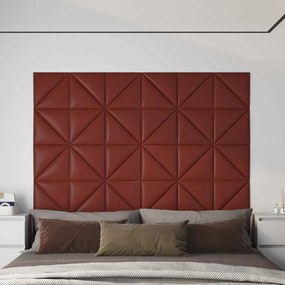 vidaXL Nástěnné panely 12 ks 30 x 30 cm umělá kůže 0,54 m² [343941] Barva: vínová červená