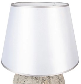 Šedá terakotová stolní lampa s bílým stínidlem s proužky Pleun – 35x59 cm