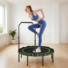 SPORTNOW Fitness trampolína s nastavitelnou rukojetí, sportovní trampolína do interiéru i exteriéru, ocel, plast, zelená A71-059V02GN