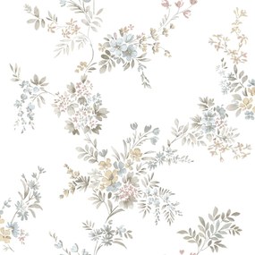Bílá vliesová tapeta na zeď s květinovým vzorem, 12311, Fiori Country, Parato