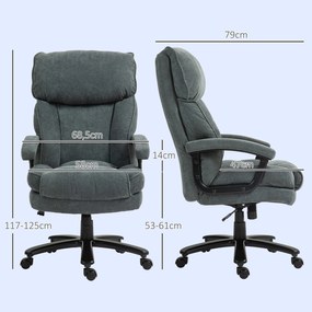 Kancelářská židle HOMCOM, ergonomická kancelářská židle s houpací funkcí, lněný vzhled, výškově nastavitelná židle k PC s funkcí otáčení, silné polšt…