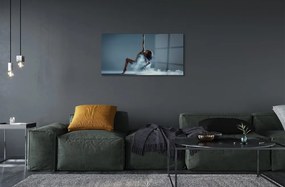 Obraz na skle Žena tančí kouř 125x50 cm
