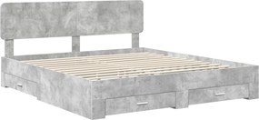 Rám postele s čelo Betonově šedá 200 x 200 cm Kompozitní dřevo 3412335