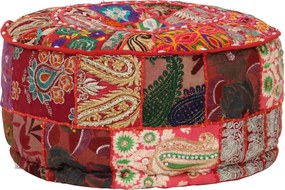 vidaXL Sedací puf patchwork kulatý bavlna ruční výroba 40x20 cm [246571] Barva: Červená