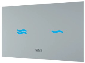 Sanela - Elektronický dotykový splachovač WC s elektronikou ALS do montážního rámu SLR 21, barva skla bílá REF 9003, podsvícení modré, 24 V DC