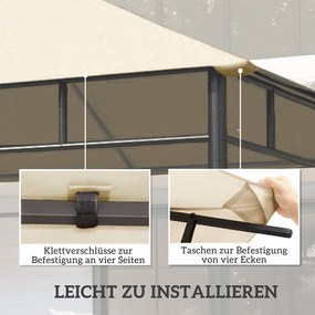 Outsunny Náhradní Střecha pro Altán Pergolu Zahradní Plátno Vysoká Hustota 180g/m² Anti-UV 3 x 3m Krém