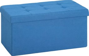 HOMCOM úložný puf, skládací úložná lavice 84 L 76x38x38 cm potah z umělého lnu světle modrý