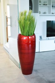 Květináč DELUXE, sklolaminát, výška 81 cm, červeno-černý lesk