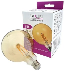 Žárovka Filament LED E27 10W G125 bílá teplá TRIXLINE P499 Gold