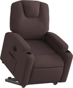 Elektrické zvedací polohovací křeslo tmavě hnědé textil 3204397