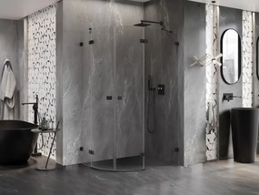 Mexen Lunar, pravý půlkruhový sprchový kout 100 x 70 cm, 8mm čiré sklo, černý profil, 833-100P-070L-70-00