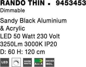 Závěsné LED svítidlo NOVA LUCE RANDO THIN 50W 3000K 9453453 stmívatelné Triac