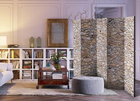 Pokojová zástěna Kameny II - béžová textura kamenné zdi s architektonickými motivy