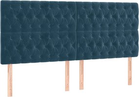 Čelo postele s LED tmavě modré 180x7x118/128 cm samet 3122824
