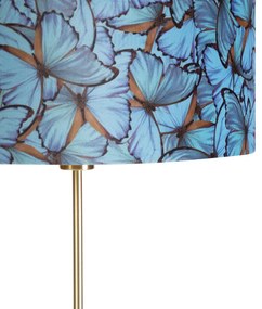 Stojací lampa zlatá / mosazná se sametovými odstíny motýlů 40/40 cm - Parte