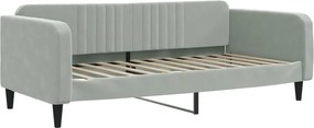 Válenda s přistýlkou světle šedá 90 x 200 cm samet 3197063