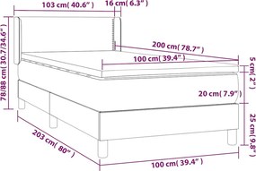 Box spring postel s matrací černá 100 x 200 cm textil 3130171