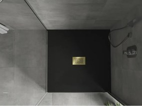 Mexen Hugo, čtvercová sprchová vanička SMC 100 x 100 cm, černá, zlatá krytka, 42701010-G