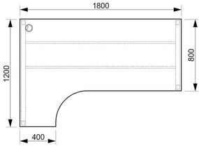 Kancelářský pracovní stůl Hobis Ergo UEO1800P, bílá RAL 9016, deskaakát